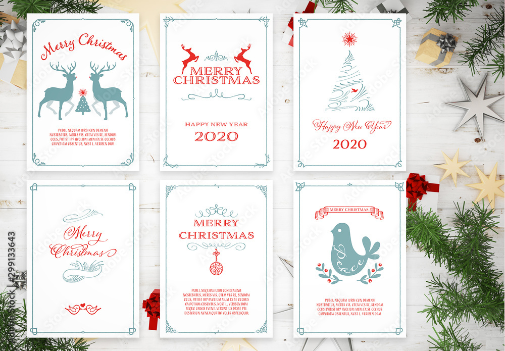 Set of Framed Christmas Card Layouts Stock Template | Adobe Stock