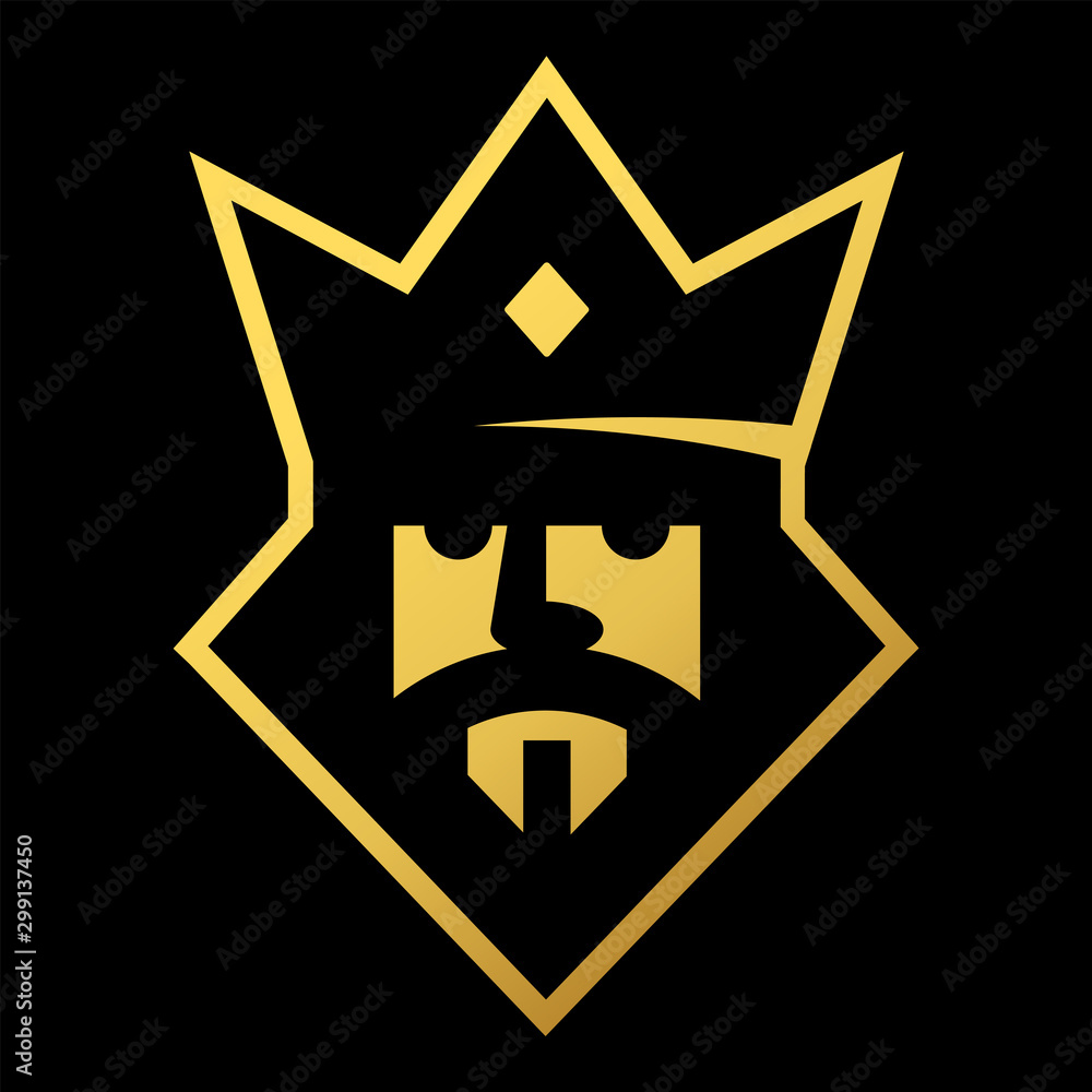 Gold king logo - vector illustration, emblem design on black background ...