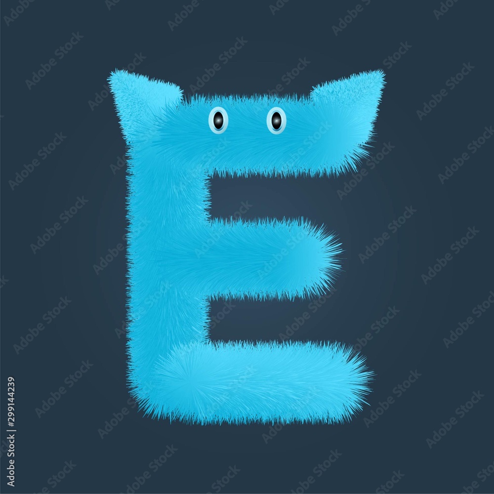 Letter E fluffy doll logo isolated. Alphabet vector image Stock Vector ...
