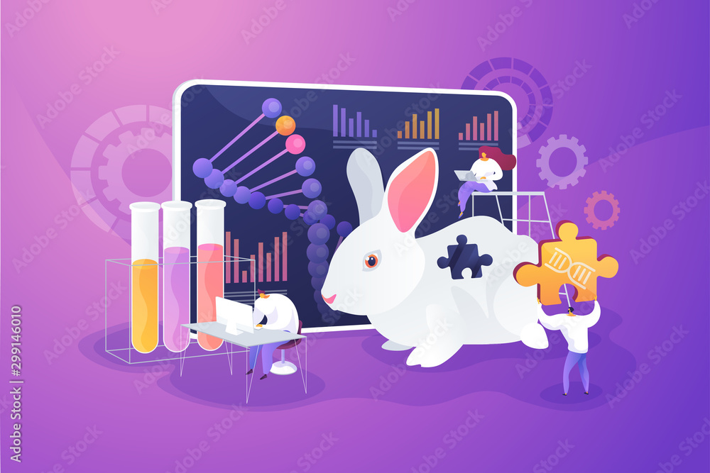 Genetic engineering. Biological research. Genetically modified animals ...