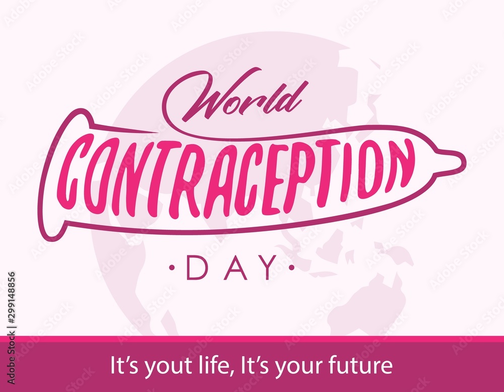 Word world contraception day letter with condome in flat style Stock ...