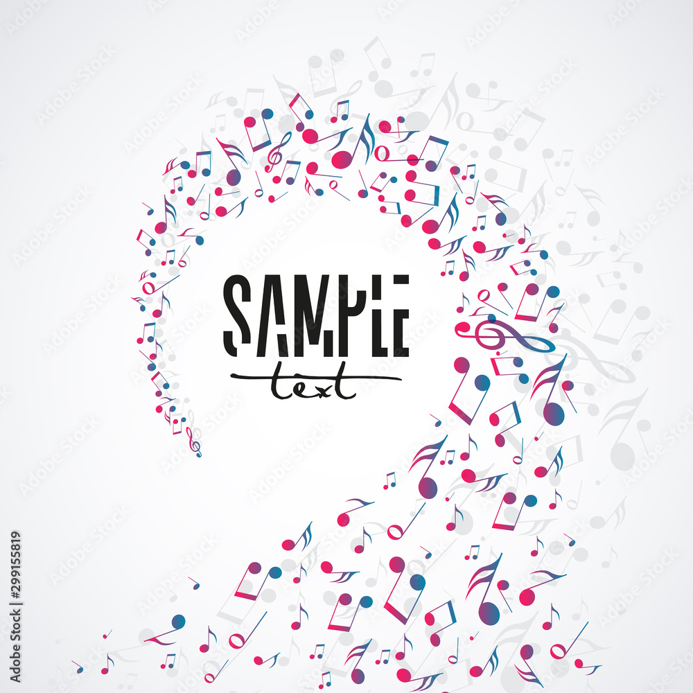 Vector musical background with notes. Decoration of musical notes Stock ...