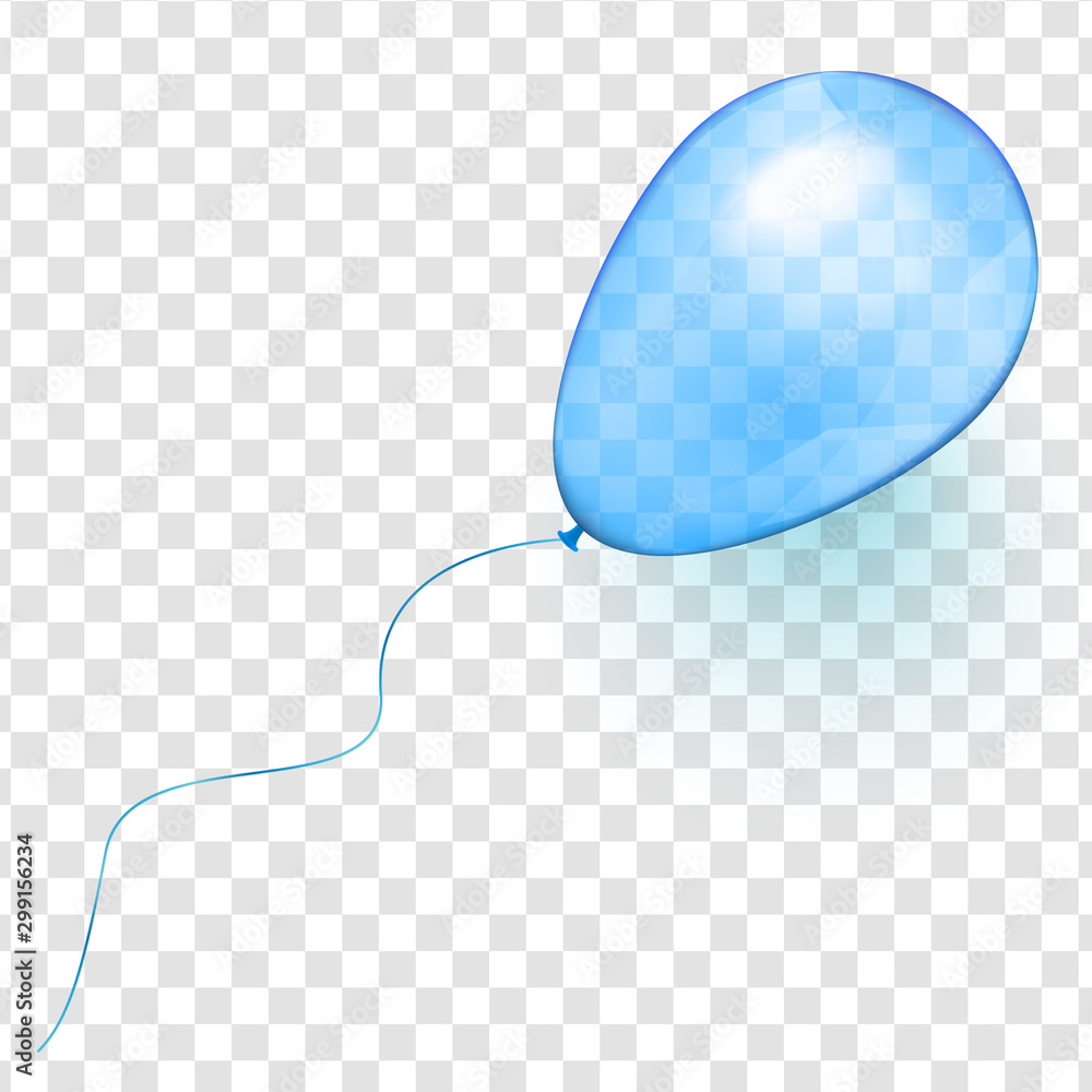 Realistic transparent blue balloon on transparent background Stock ...