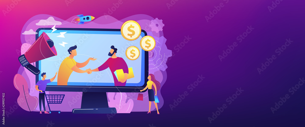 Profitable partnership, business partners cowork. Affiliate marketing ...