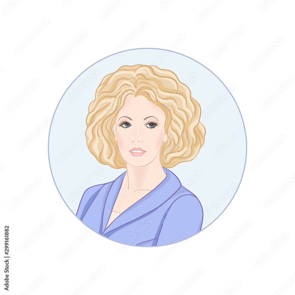 Beautiful woman 30-39 or 40-49, hand drawn portrait, office style ...