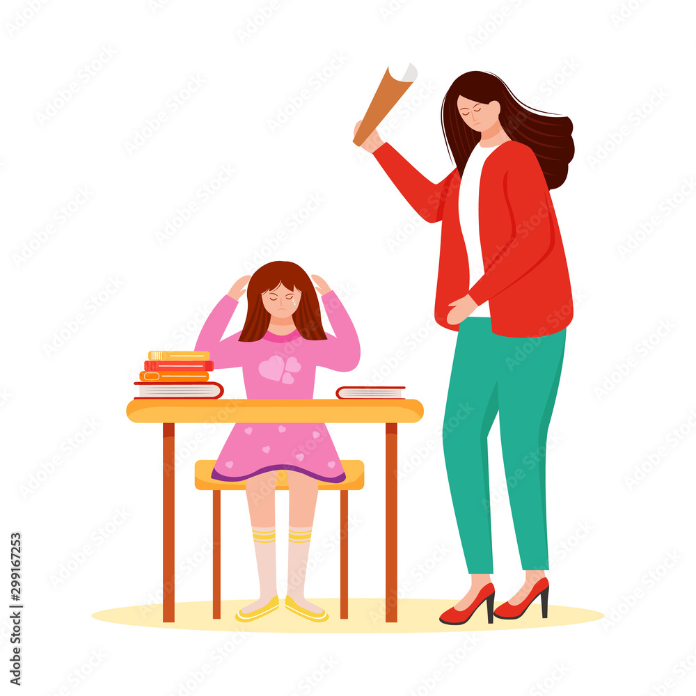 Trouble relationship flat vector illustration. School teacher conflict ...