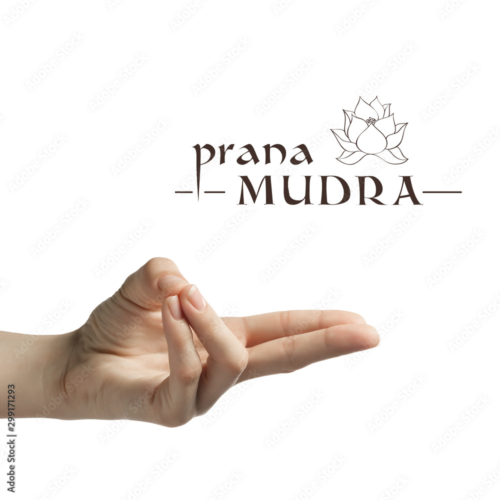Prana mudra. Yogic hand gesture on white isolated background. Stock ...