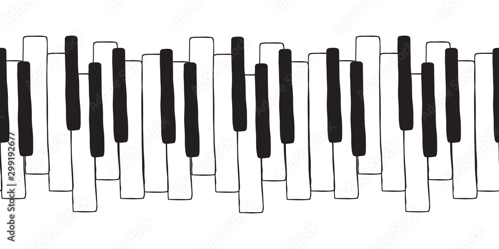 Chaotic Pianoforte musical grand piano octaves, sketch drawing. Vector ...