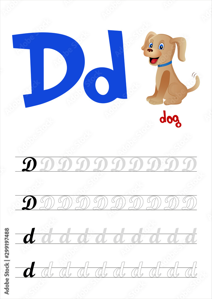 Design page layout of the English alphabet to teach writing upper and ...