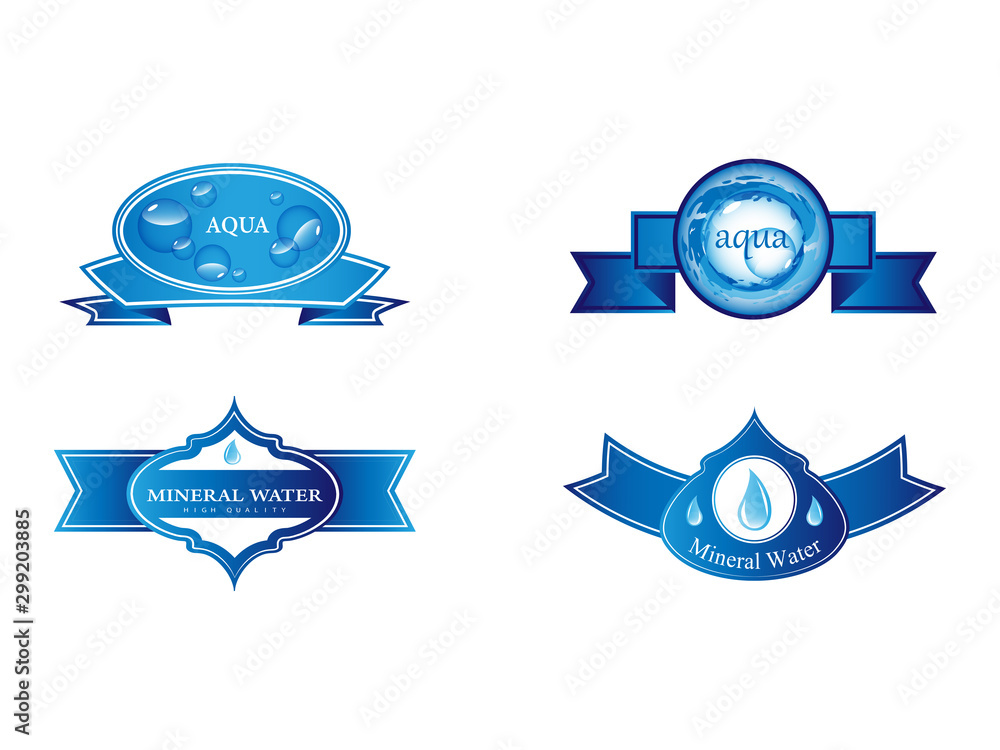 Mineral Water Label And Logo Sticker. Vector Set Isolated On Gray ...