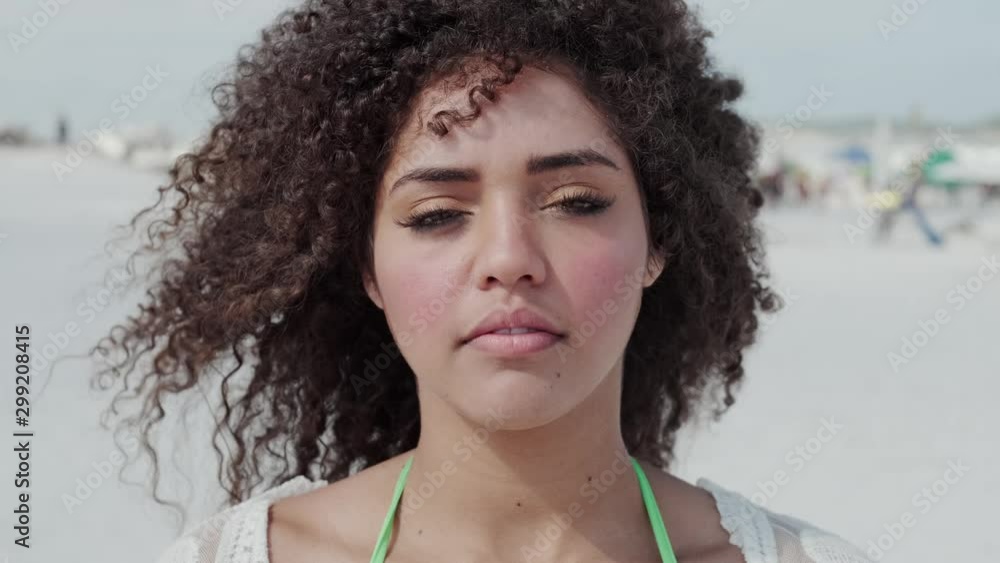 Black Beautiful Attractive Afro Young Cute Girl Curly Hair Bikini