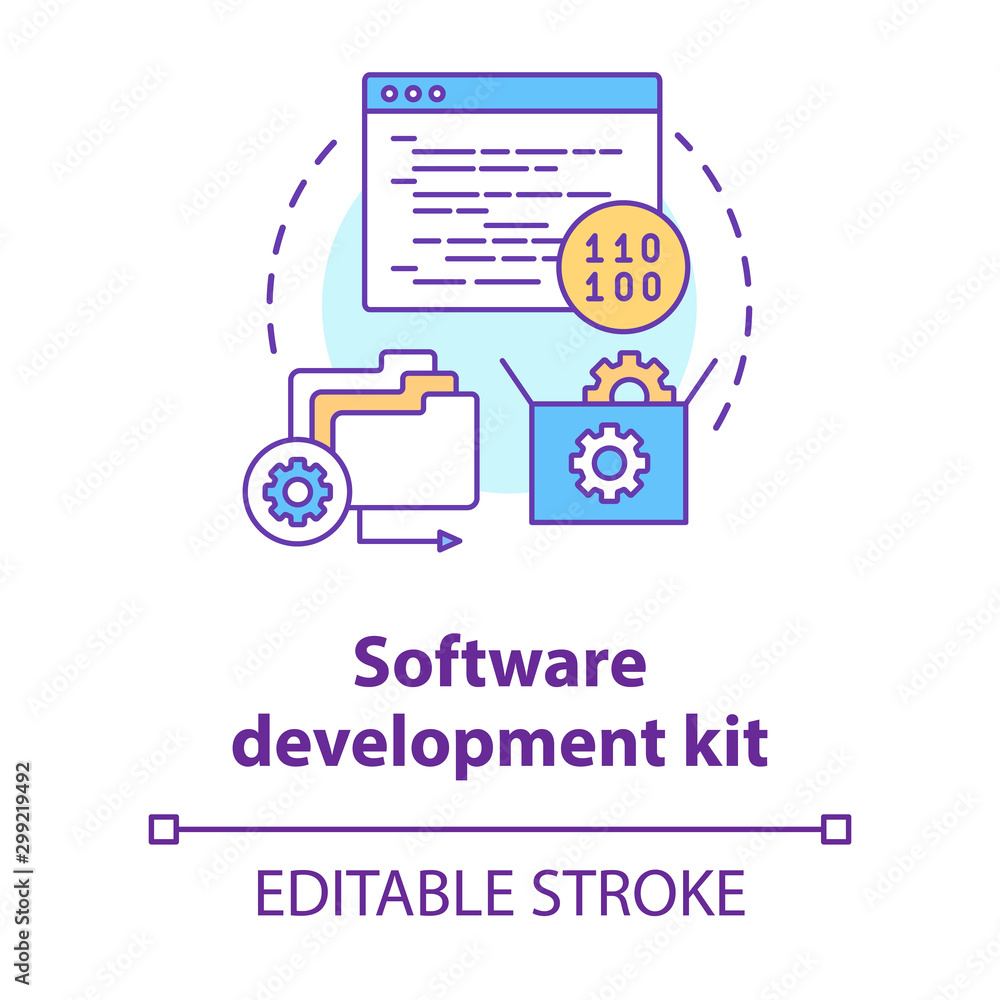 Software development kit concept icon. Tools for coding idea thin line ...