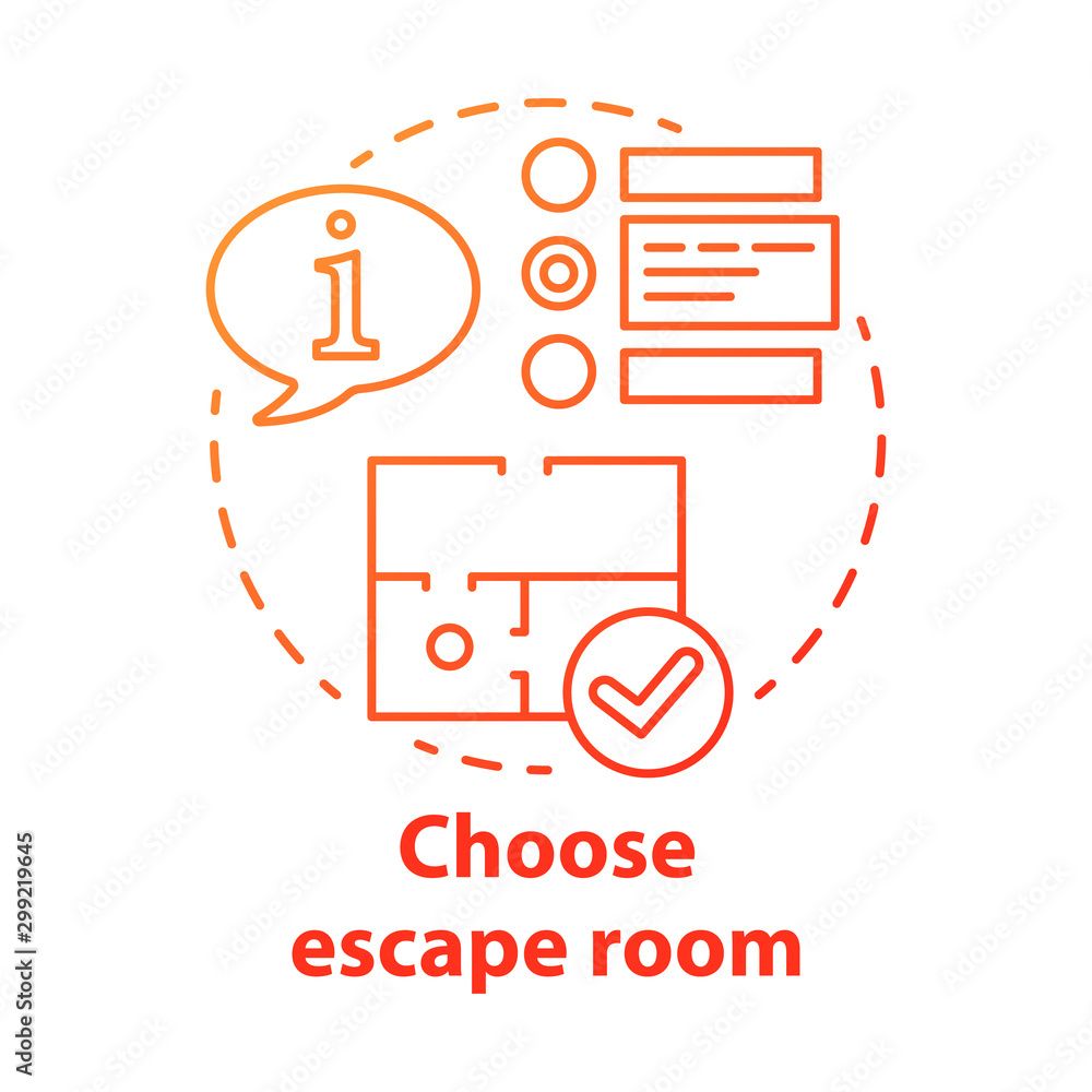 Choose escape room red gradient concept icon. Select quest type idea ...