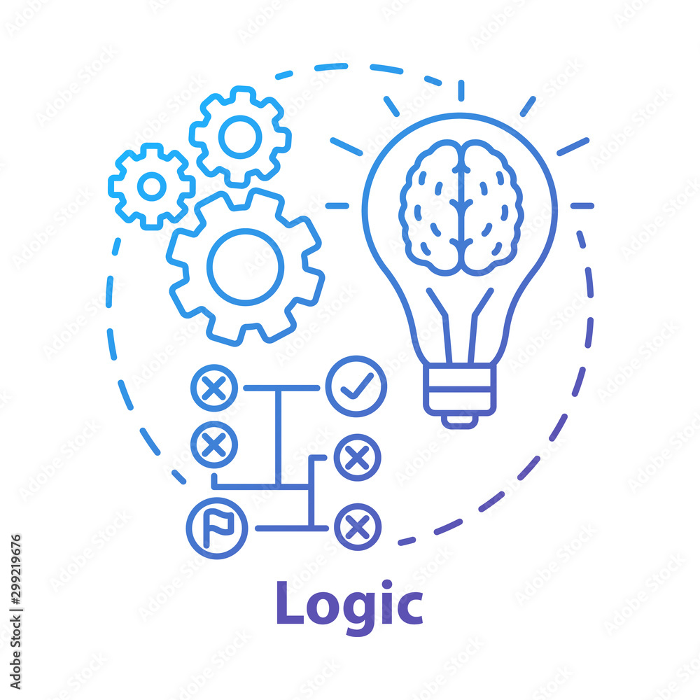 Logic blue gradient concept icon. Thinking process thin line ... Logic blue gradient concept icon. Thinking process thin line ...