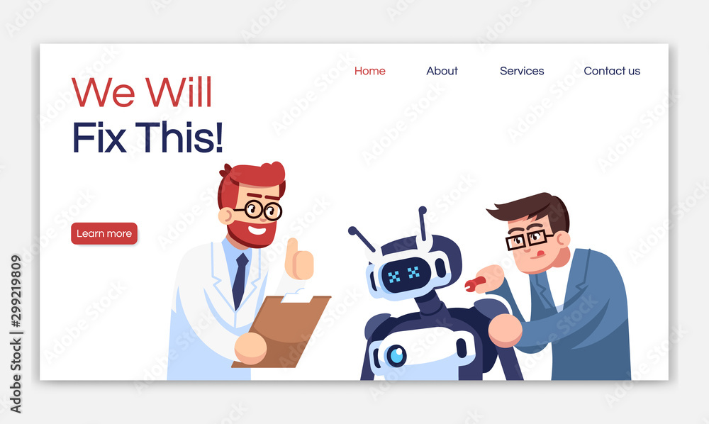 We will fix this landing page vector template. Cyborg workshop website ...