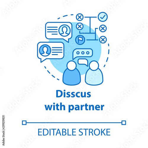 Discuss with partner concept icon. Safe sex concept. Couple ...