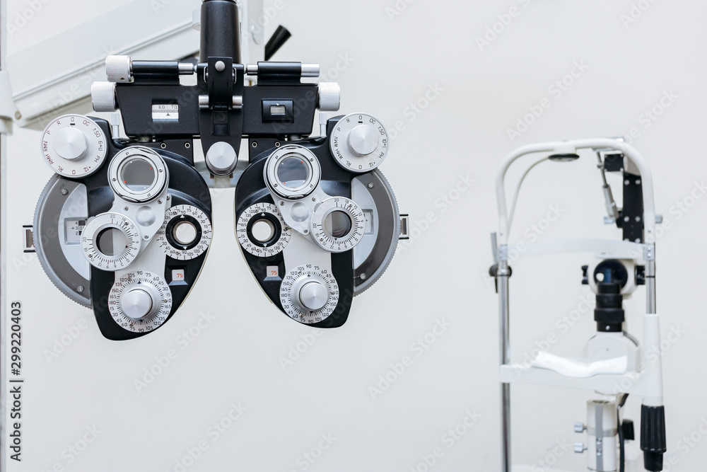 phoropter close up view of ophthalmology, optometry, and optician ...