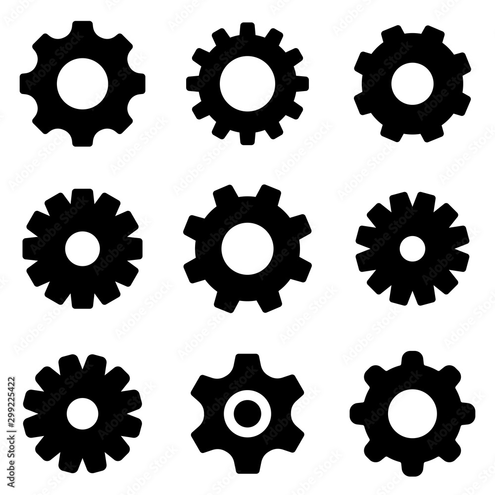 Set of gear icon. symbol of setting or configuration with trendy flat ...