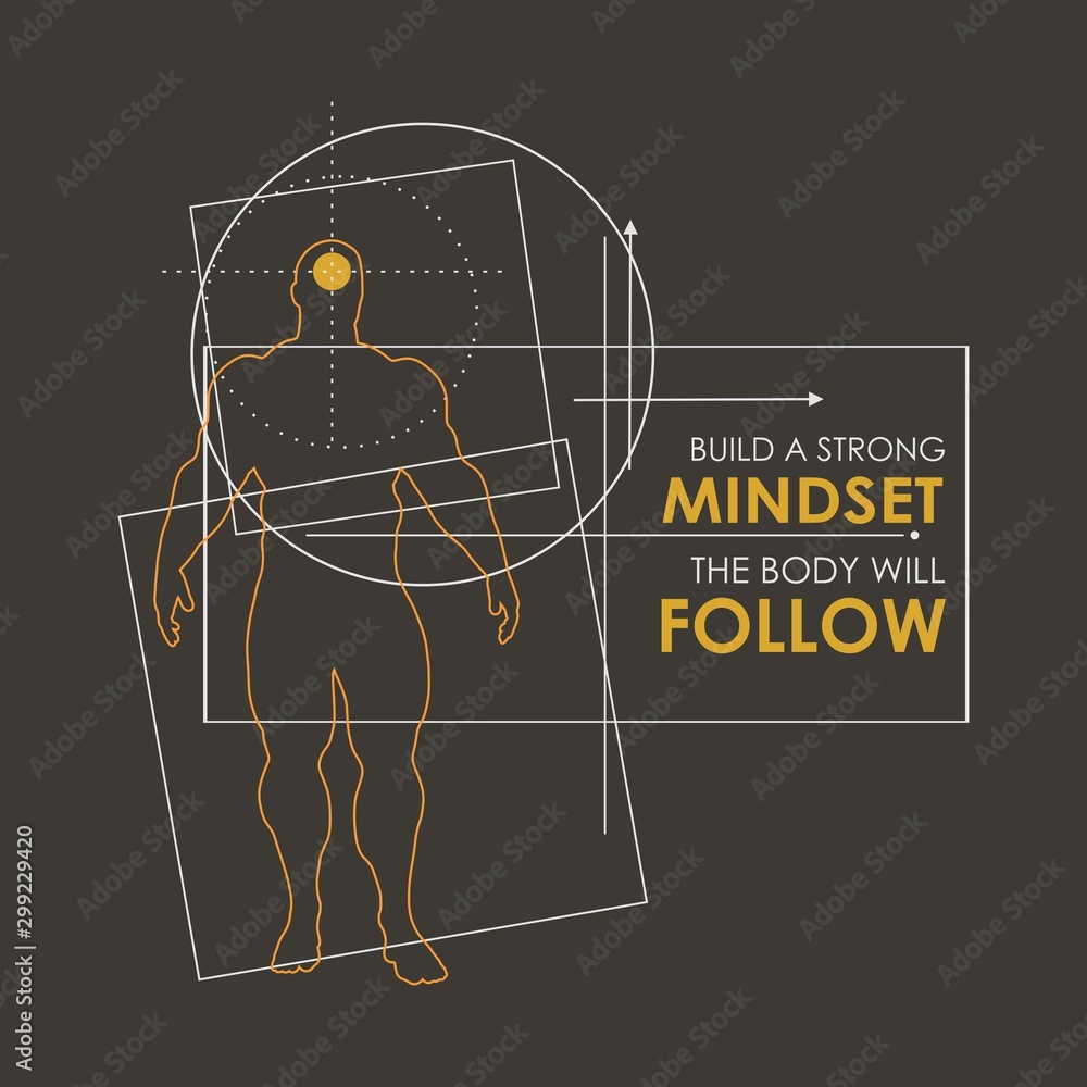 Bodybuilder and geometry shapes. Icon of the posing athlete. Build a ...