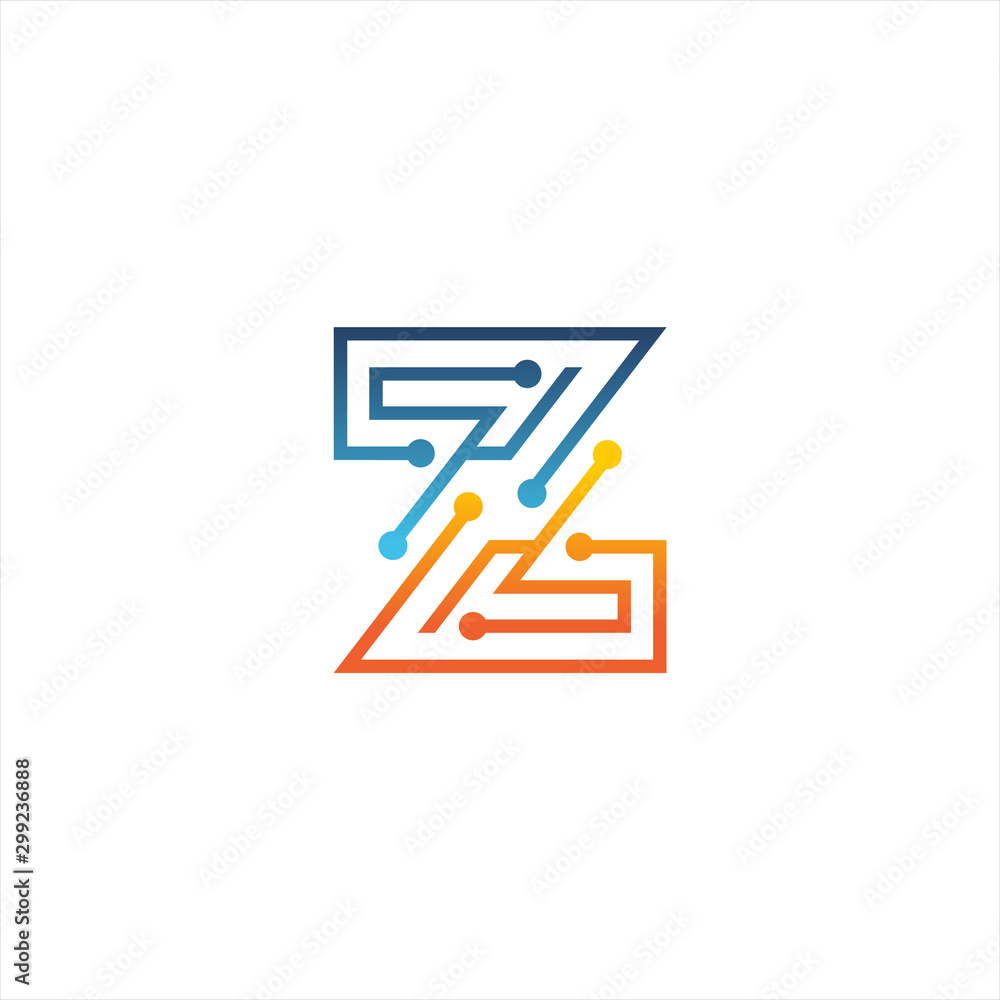 Abstract letter Z logo design template,technology,electronics,digital,dot connection cross ...