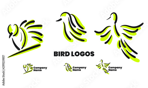 Bird logos - fully vector based editable logos Stock Vector | Adobe Stock