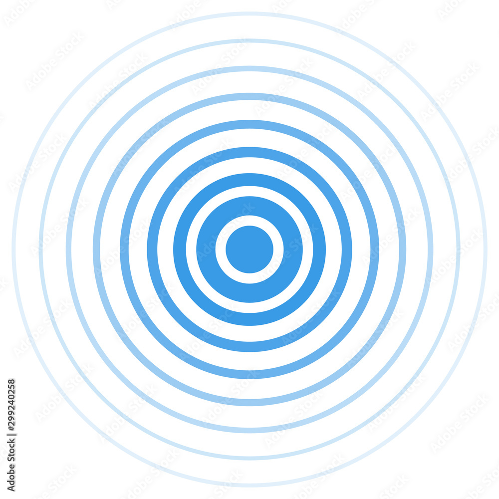 Radar screen concentric circle. Blue color ring. Radio station signal ...