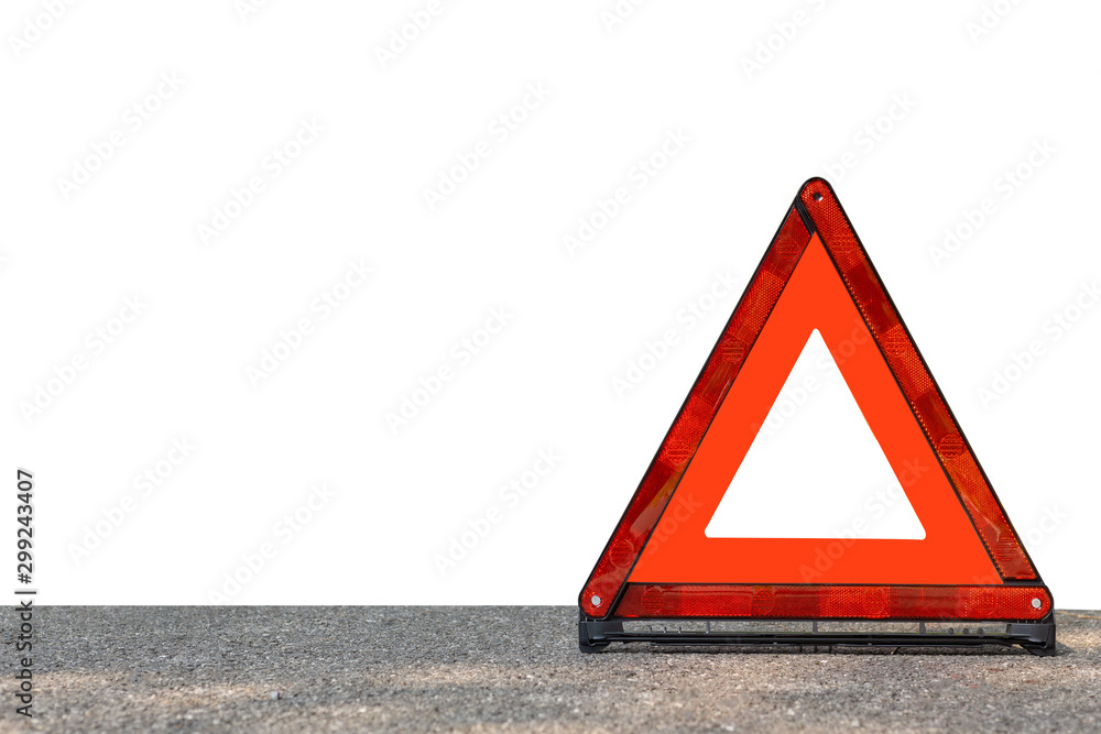 Red triangle, red emergency stop sign, red emergency symbol isolated on ...