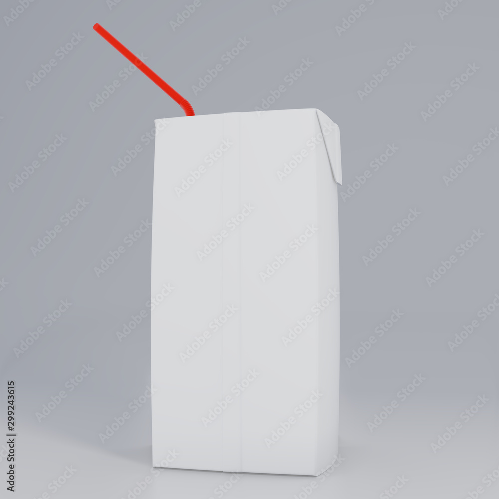 Blank juice boxes. Retail package mockup. 3d rendering. Stock ...