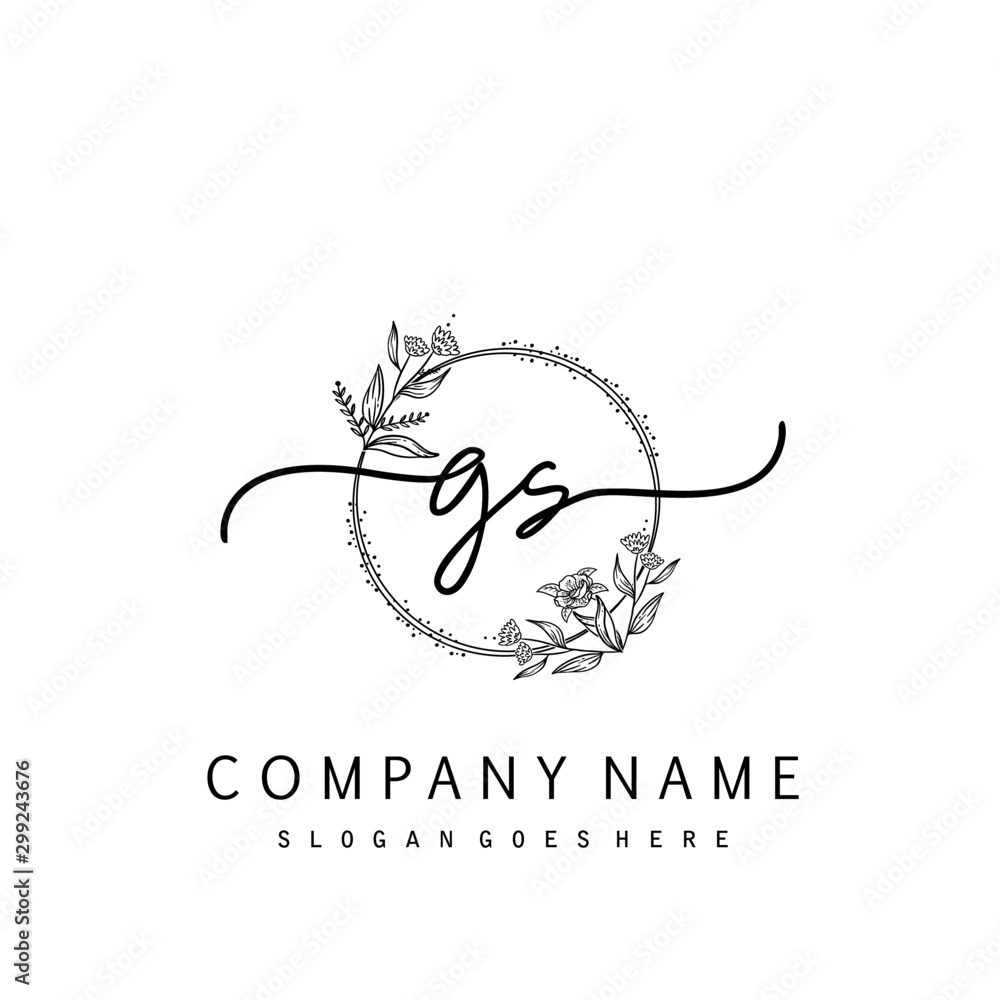 Initial GS beauty monogram and elegant logo design, handwriting logo of ...