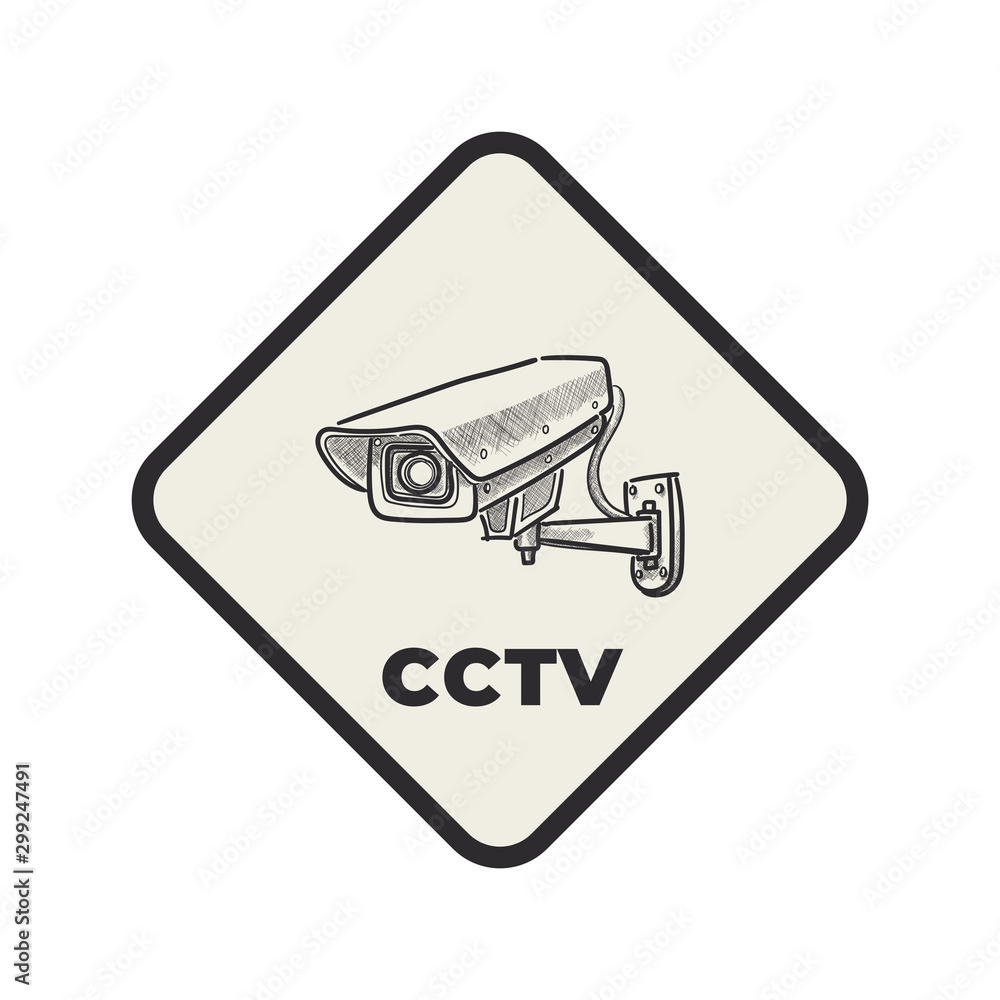 Warning board security surveillance camera CCTV logo design Stock ...