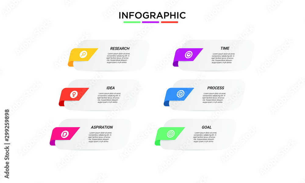 vector step Infographic stack chart design with icons and 6 options or ...