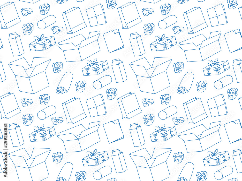Paper Waste Drawing Outline Seamless Pattern Wallpaper-01 Stock Vector ...
