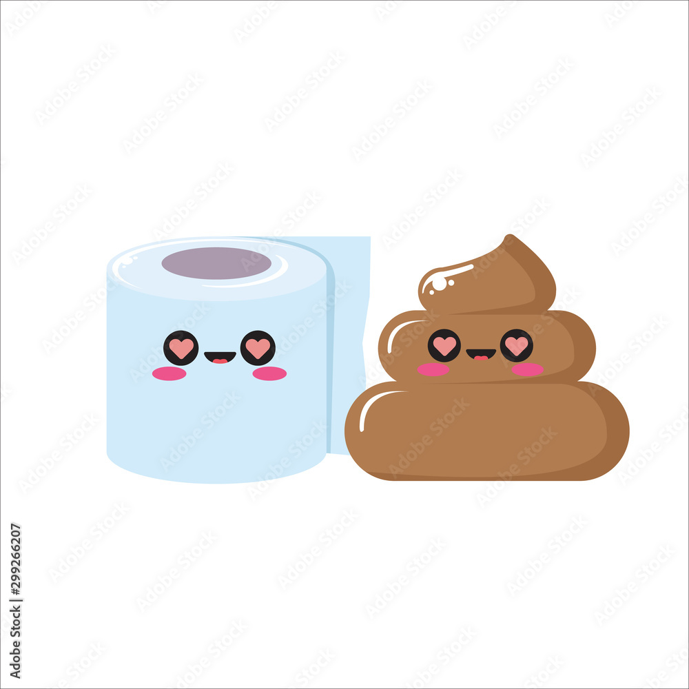 vector toilet paper and poo character set isolated on white background ...