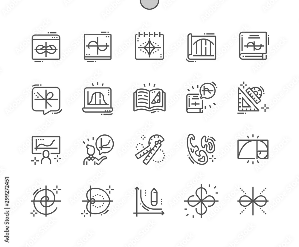 Mathematical Curves Well-crafted Pixel Perfect Vector Thin Line Icons ...