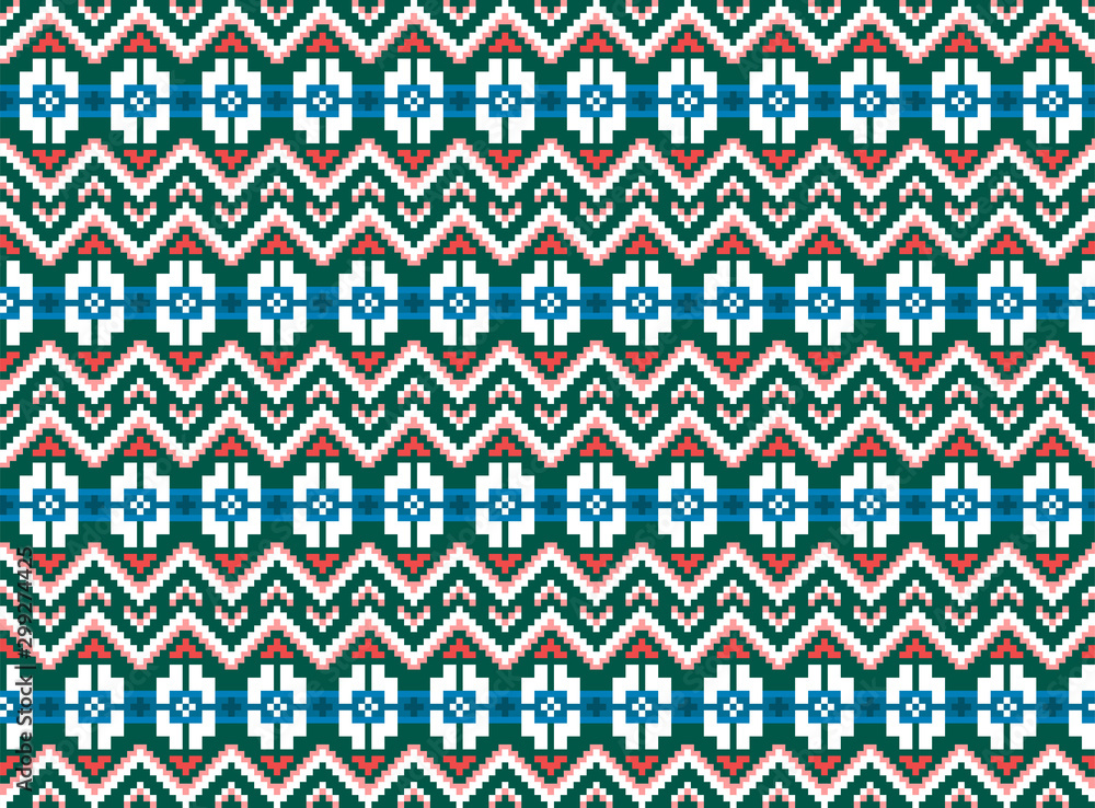 Seamless pixel pattern in scandinavian retro style. Geometric ...