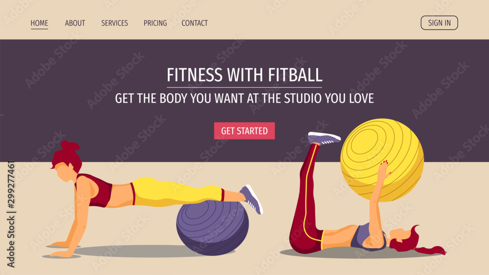 Web page design template for Fitness, Sport training, Healthy lifestyle ...