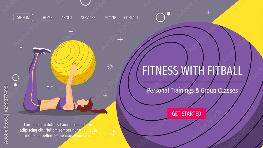 Web page design template for Fitness, Sport center, Healthy lifestyle ...