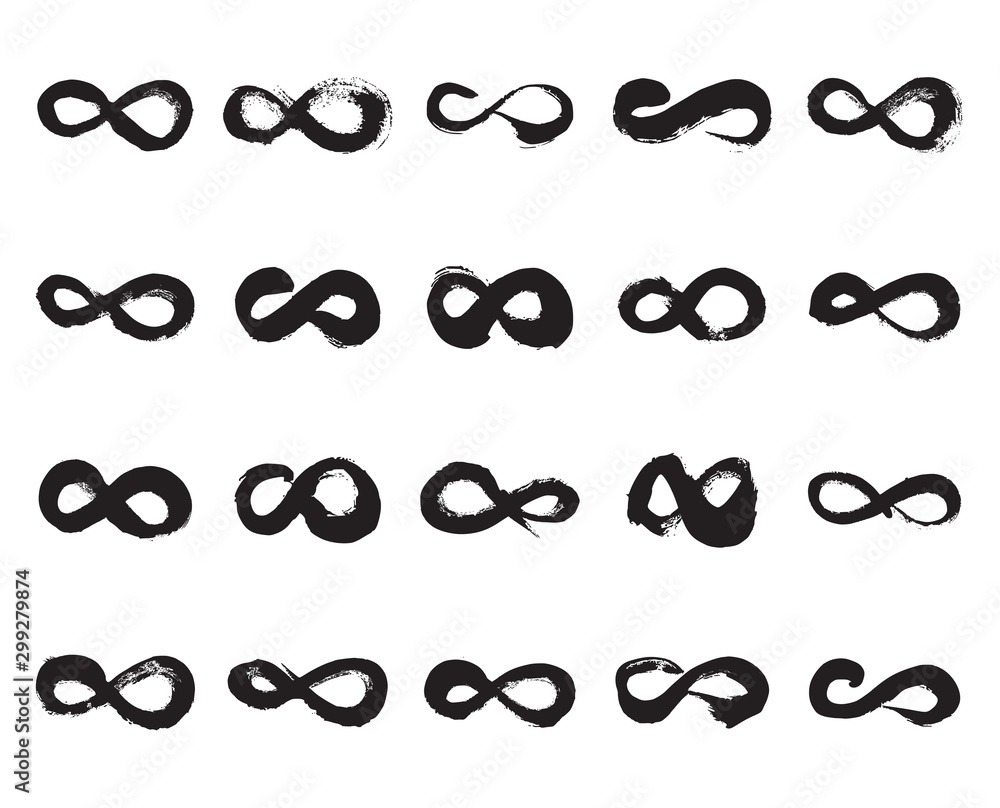 Infiniti Symbols. Collection of 20 Black Hand Painted Infinity Signs ...