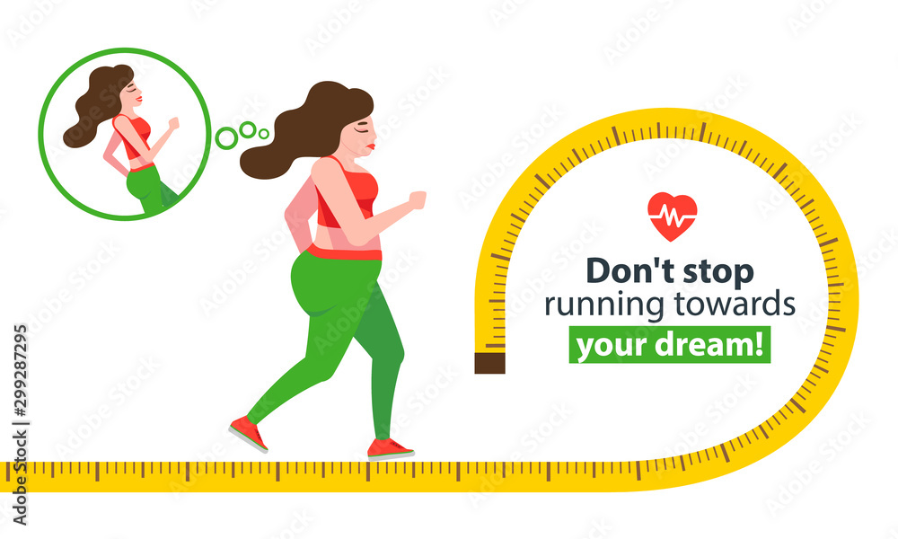 Woman Body Transformation Concept. Running girl is loosing weight ...