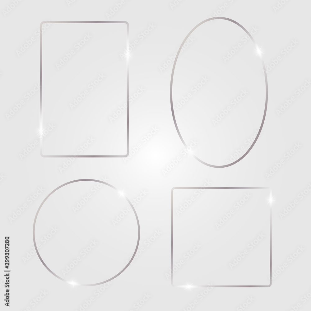 Metal shiny glowing frames Stock Vector | Adobe Stock