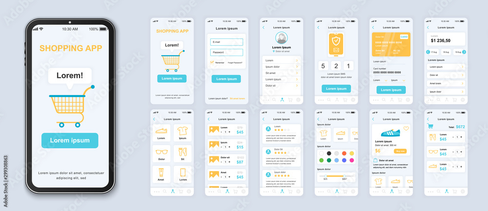 Shopping app interface design vector templates set. Online fashion ...