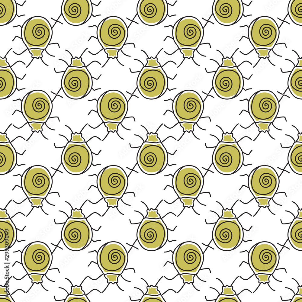 Vector Gold Bugs on White Background Seamless Repeat Pattern ...