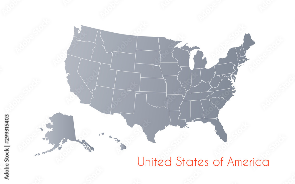 High detailed vector map - United States of America. Map with state ...