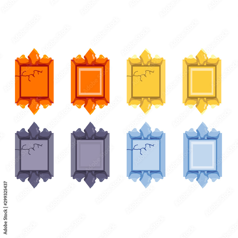 Vector square frame design element set for gaming user interface ...