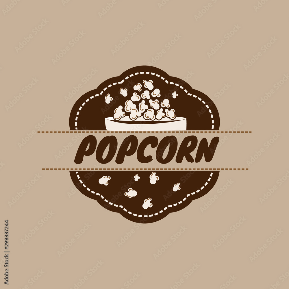 vintage Popcorn logo badge Stock Vector | Adobe Stock