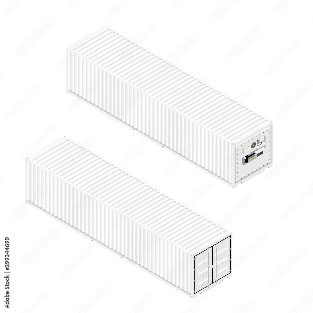Refrigerated container isometric view isolated on white background ...