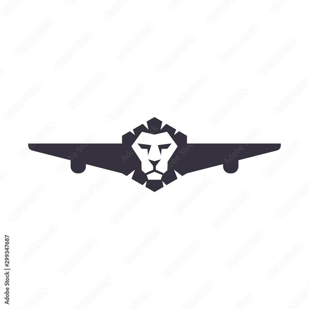 Lion plane silhouette logo design Stock Vector | Adobe Stock