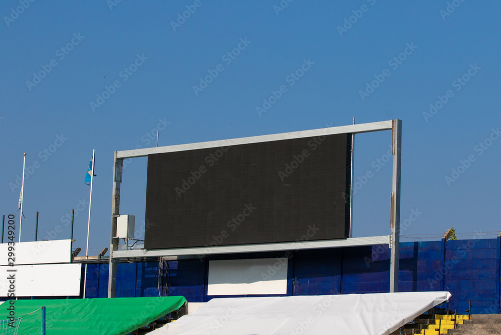 Large LED Screen at a Sports Stadium with blue sky background Stock ...