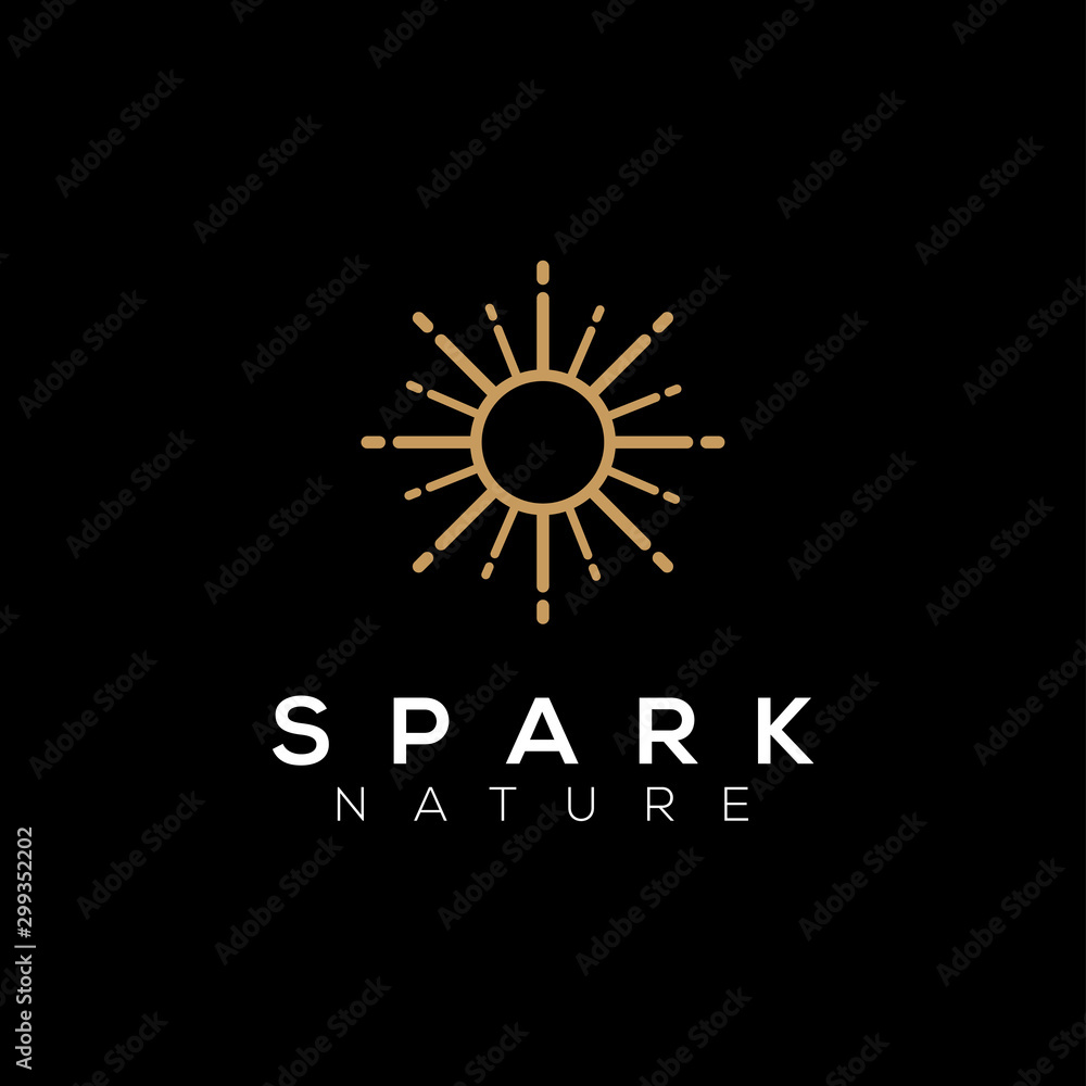 Spark logo for modern technology simple minimalist design shiny sun ...