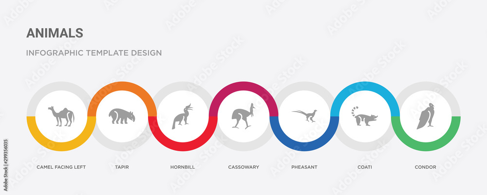7 filled icon set with colorful infographic template included condor ...